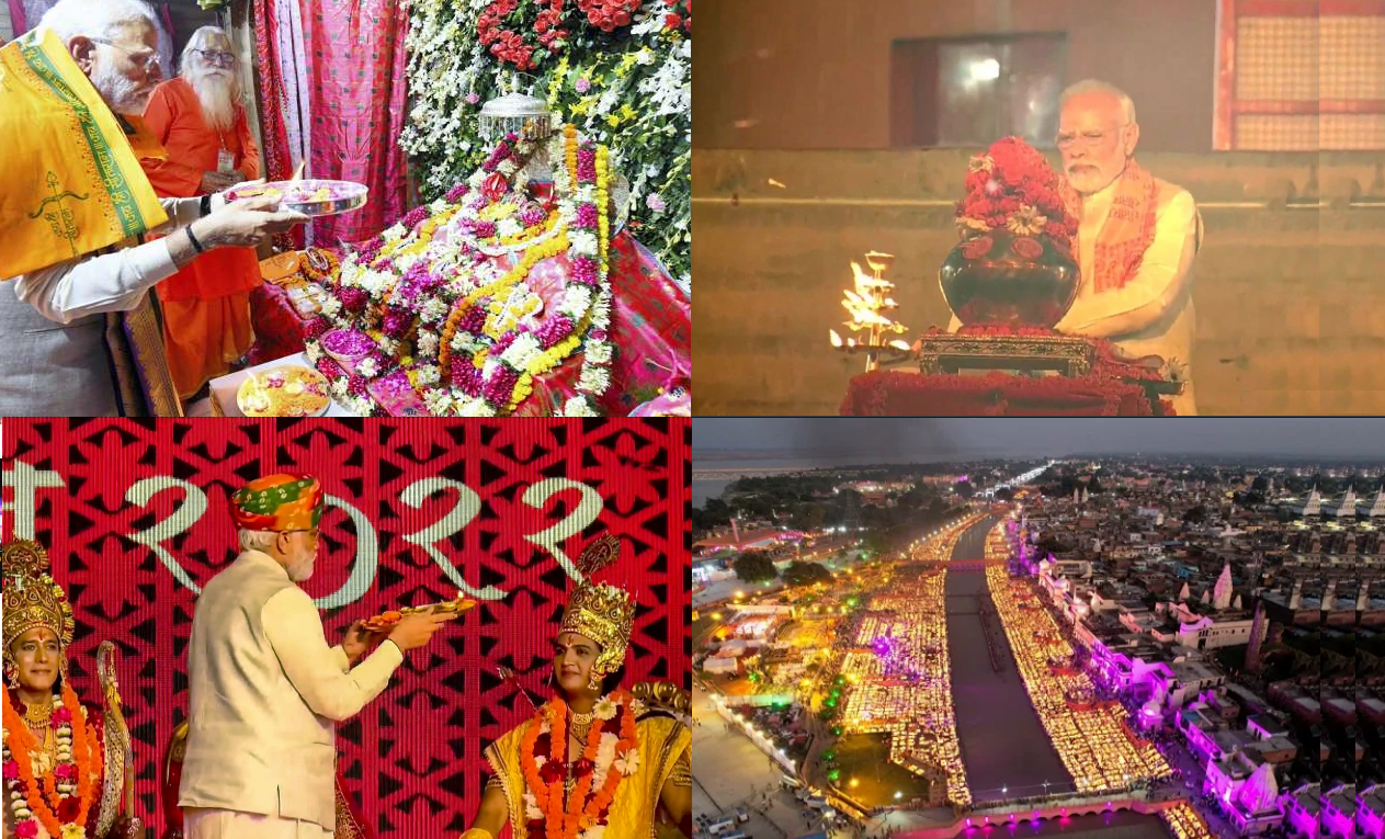 PM Modi in Grand Ayodhya Deepotsav, bank of Sarayu lights up with over ...