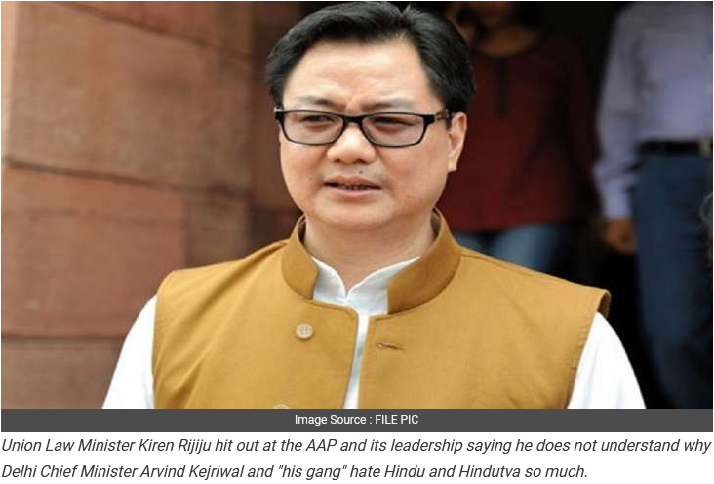 Kiren Rijiju reacts on ‘Hindu-Hindutva’ hate by Arvind Kejriwal and AAP ...