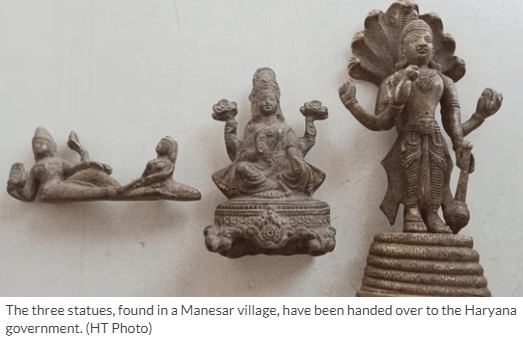 Centuries-old Lakshmi-Vishnu statues unearthed at Manesar village in ...
